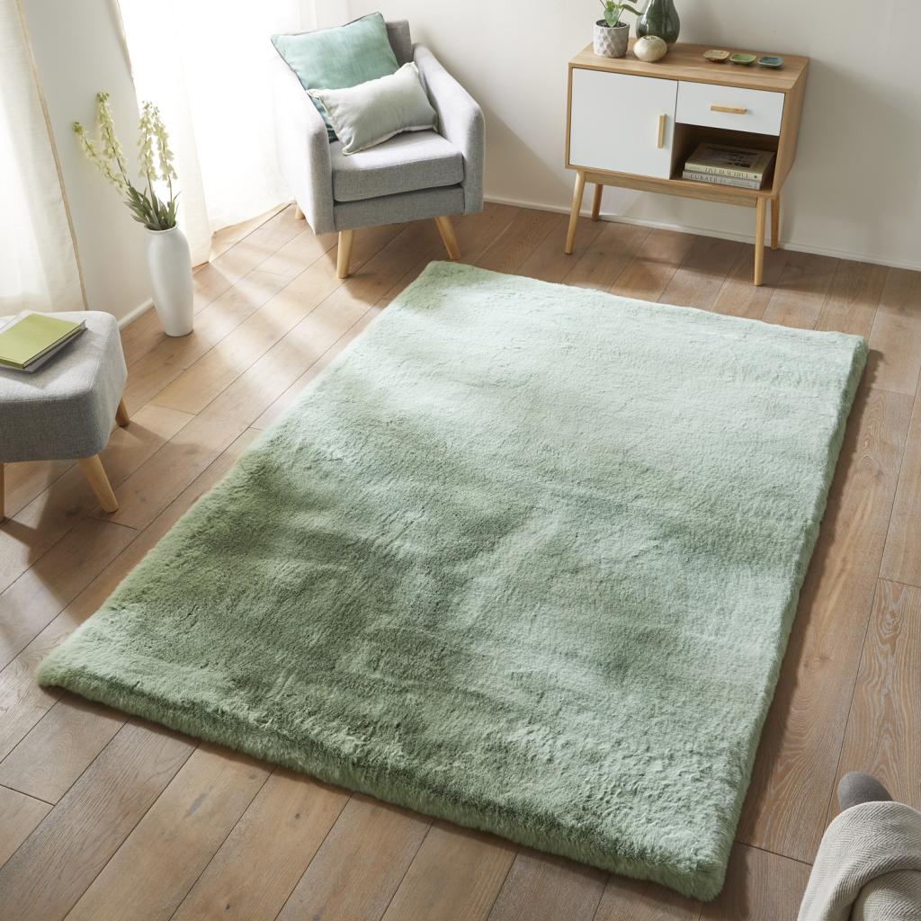 Heavenly Super Soft Plush Deep Pile Shaggy HEA101 Sage Green Rug