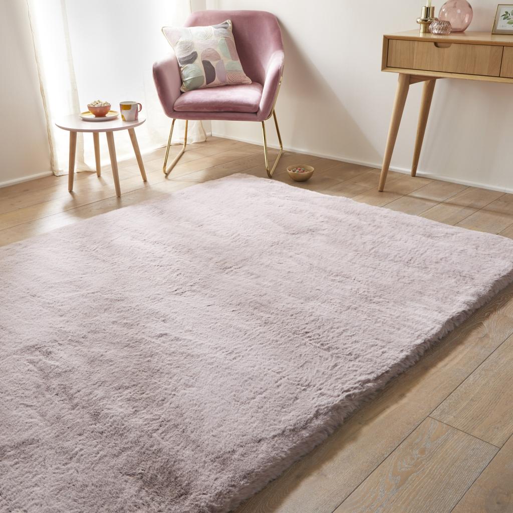 Heavenly Super Soft Plush Deep Pile Shaggy HEA101 Blush Pink Rug