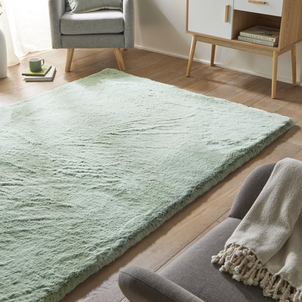 Heavenly Super Soft Plush Deep Pile Shaggy HEA101 Sage Green Rug